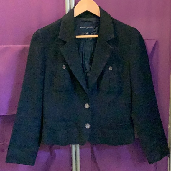 Banana Republic | Jackets & Coats | Banana Republic Black Cottonlinen ...